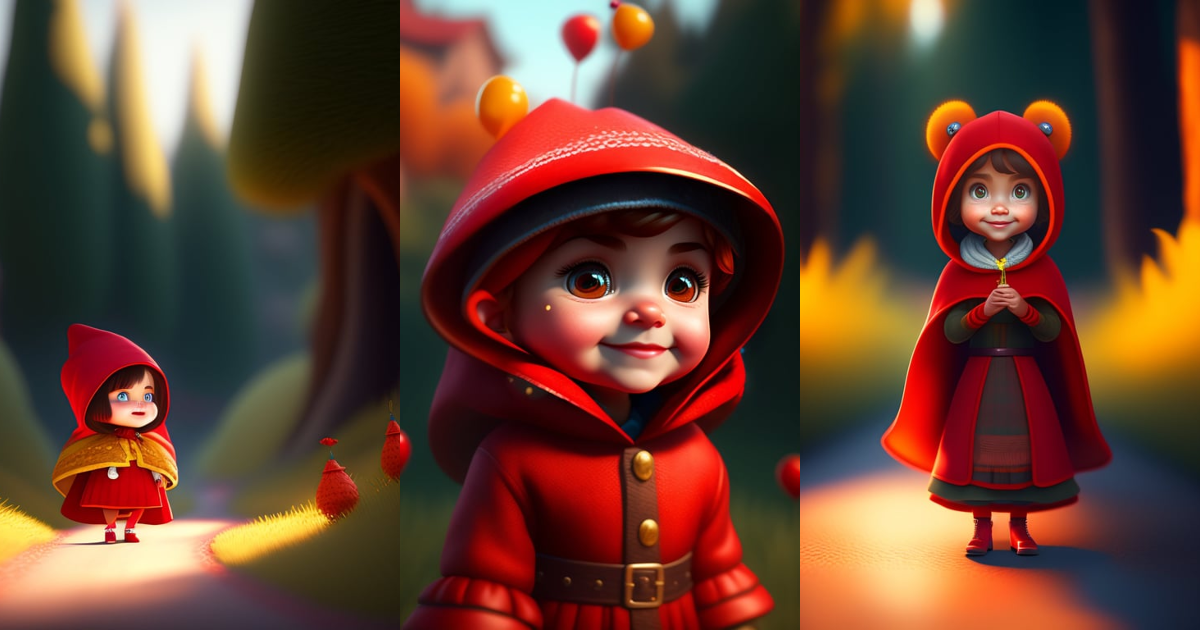 Lexica - Cute and adorable little red yellow riding hood waving and ...