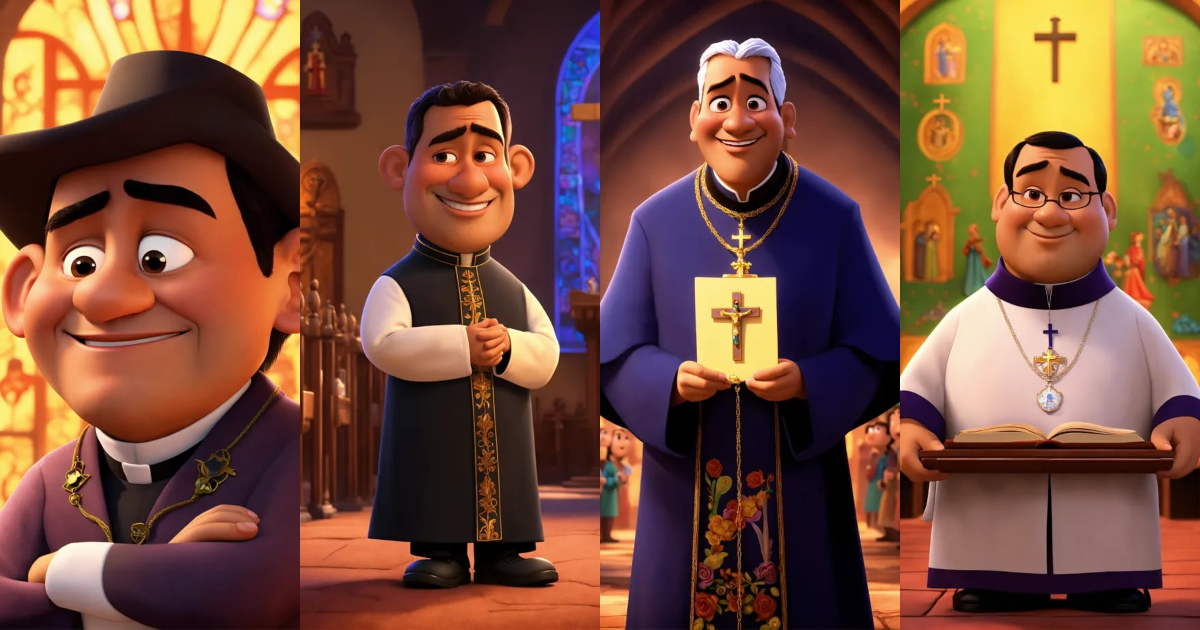 Lexica - Pixar animation of a mexican catholic priest, pixar style cartoon