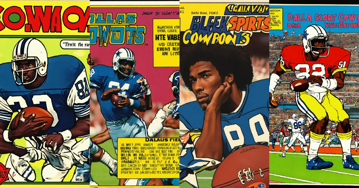 Lexica - 80s black sports football fleer card dallas cowboys comic