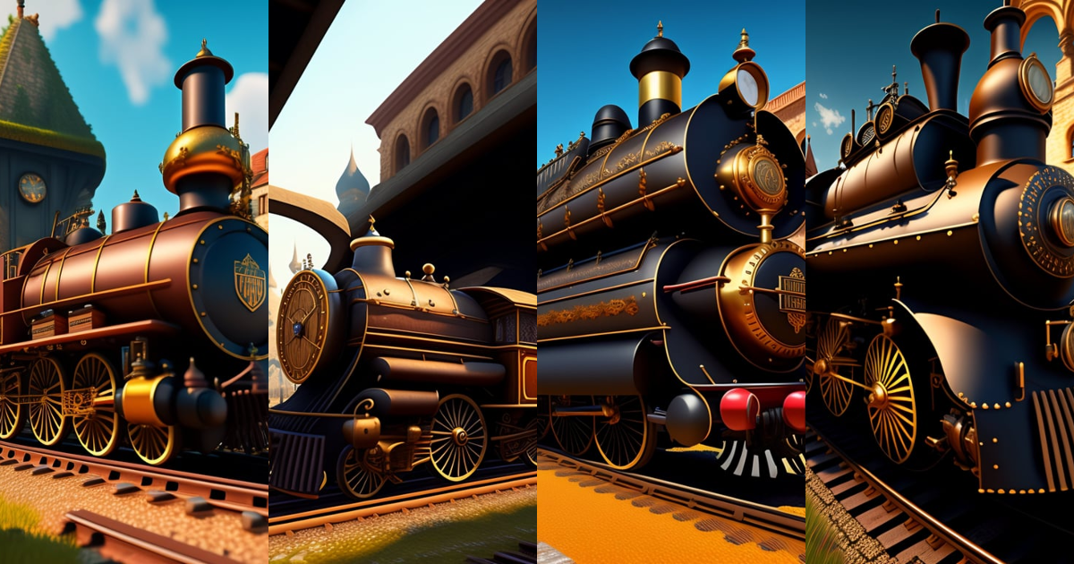 Lexica - Medieval city with train, steampunk