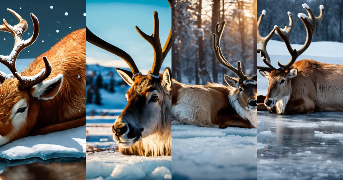 Lexica - Santa Claus's reindeer sick and sad, lying down on ice