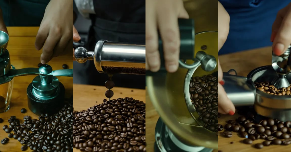 Lexica - Barista girl grinds coffee beans using small manual grinder ...