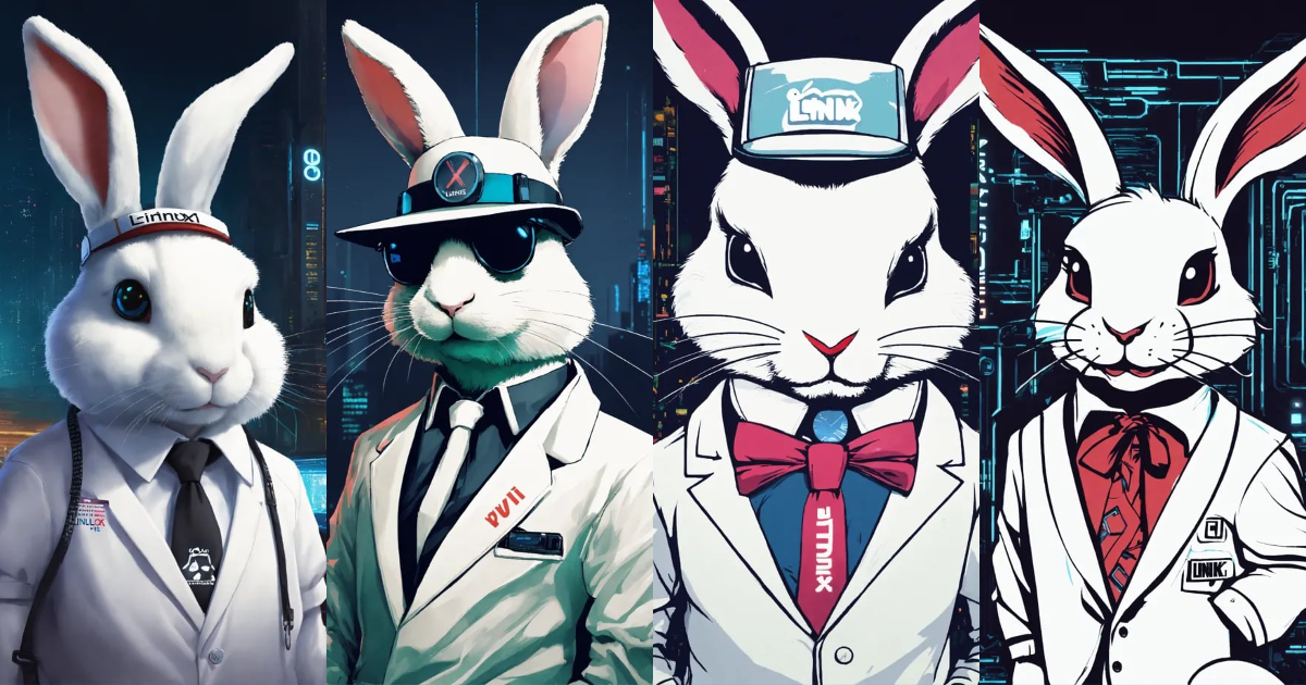 Lexica - A white bunny with a tie around the neck with the "Linux ...