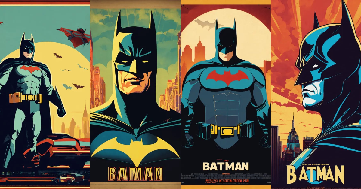 Lexica - Adobe illustrated vectoized BATMAN Retro MOVIE POSTER