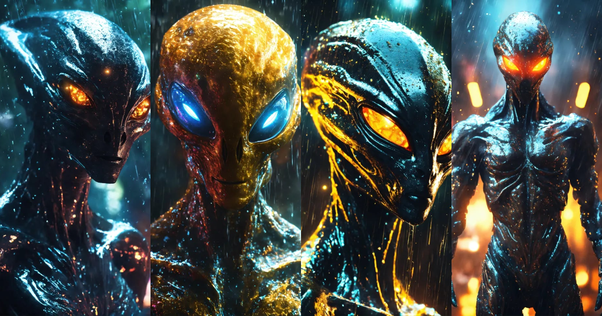 Lexica - An menacing alien with glowing eyes filled with swirling ...