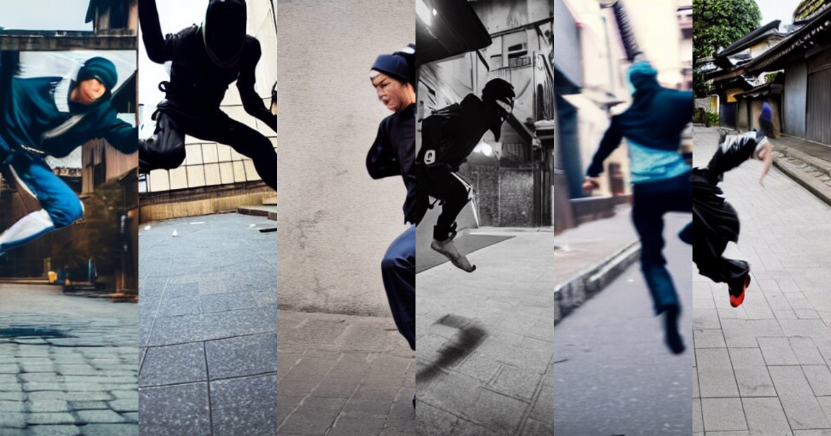 Lexica - Photo of ninja running around the streets of Edo in parkour ...