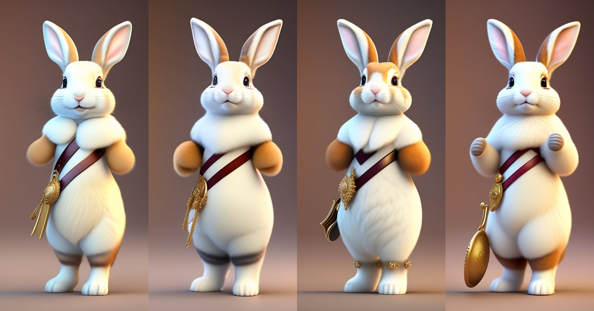 Lexica - 3D rendering of a cute smiling rabbit in white color with fur ...