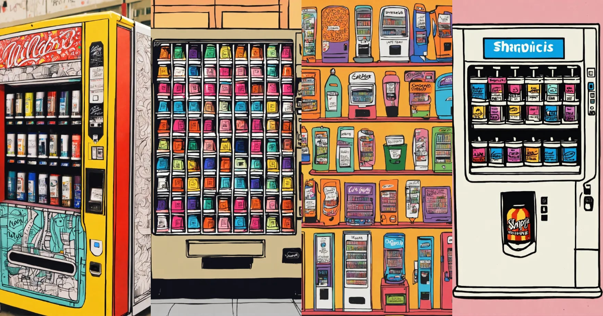 Lexica - Hand drawn sharpie pen vending machine