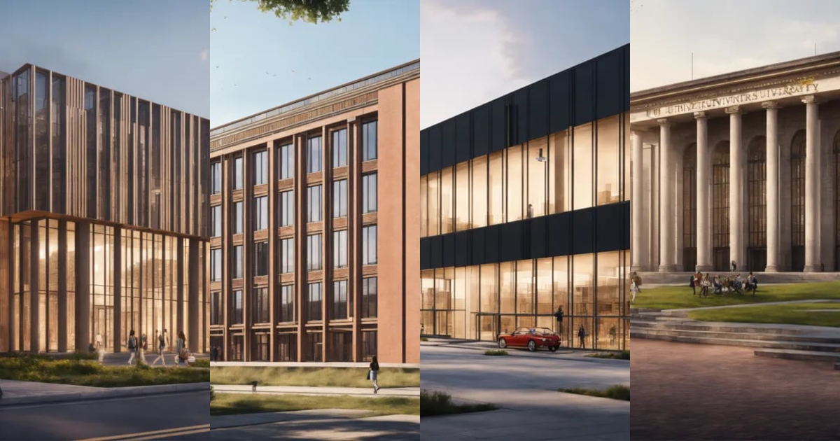 Lexica - Classic yet modern hyperrealistic university architecture exterior