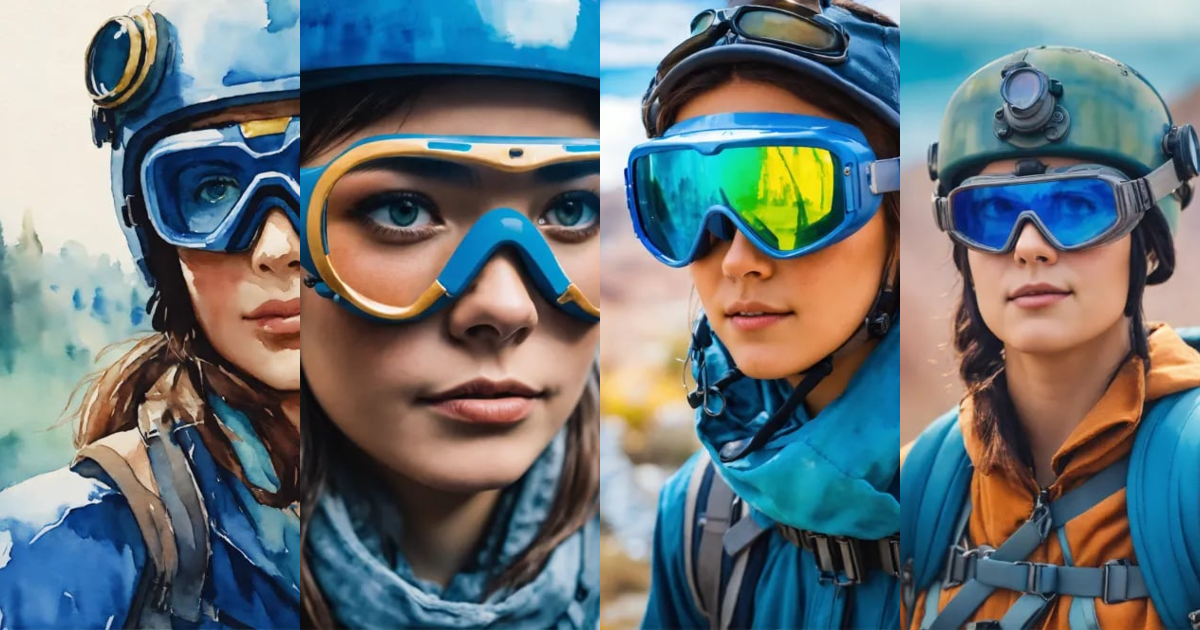 Lexica - Beautiful watercolor style blue, adventurer with googles ...