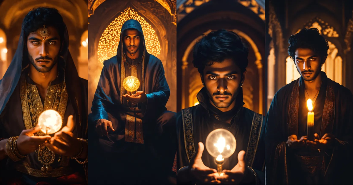 Lexica - Dramatic portrait of a young handsome, wicked South Asian ...