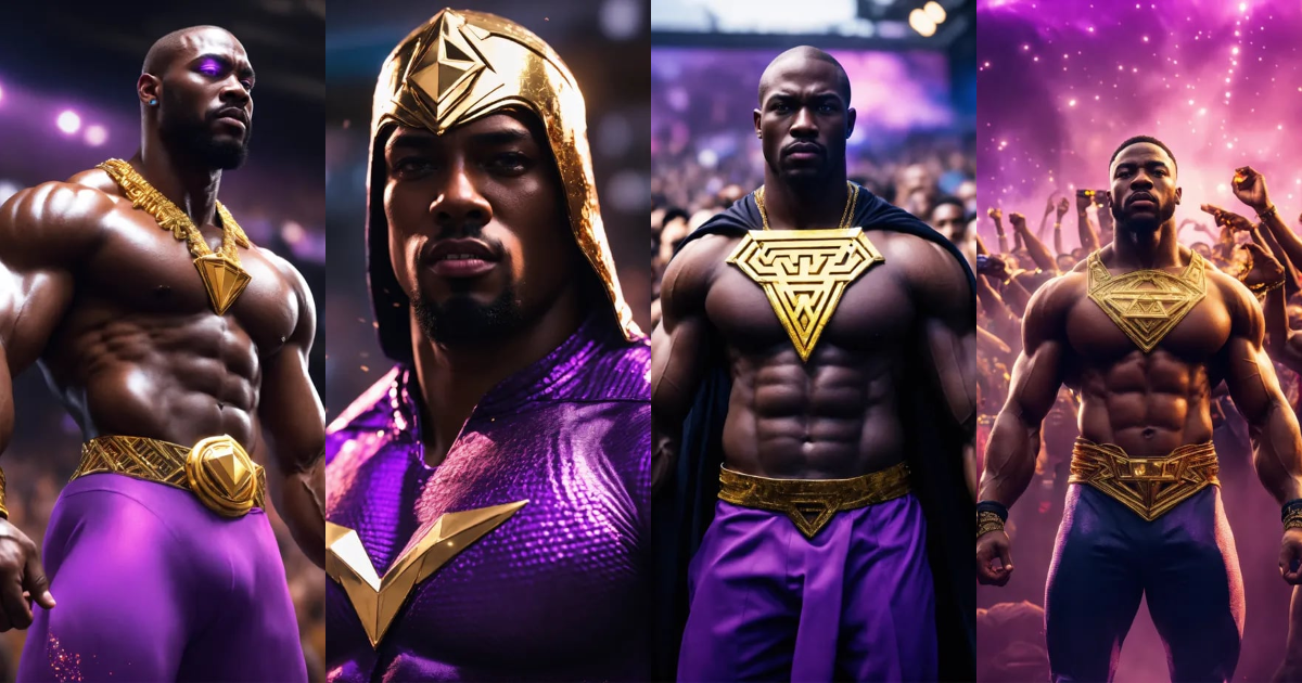 Lexica - An image of a huge bodybuilder-capped African superhero ...