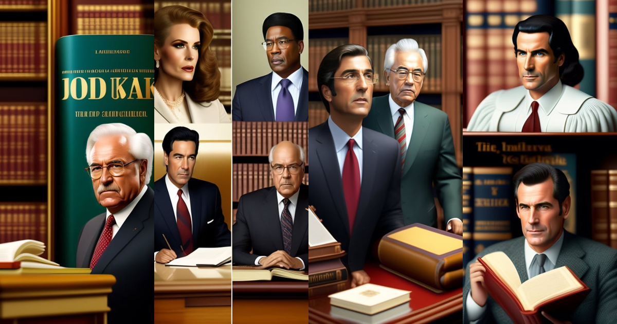 Lexica - Iconic lawyer characters in a library. funny. realistic.