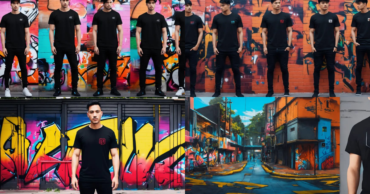 Lexica - Minimalist, unreal engine, graffiti wall, black t-shirt mockup ...