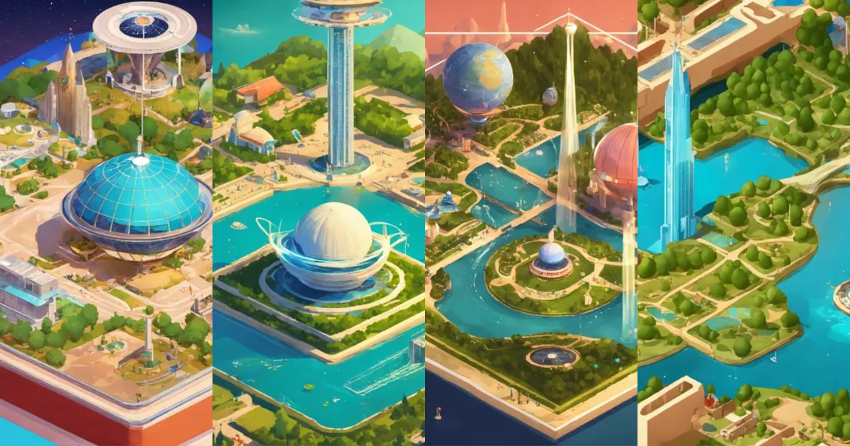 Lexica - Retrofuturistic World's Fair Exhibition on Venus. Isometric ...