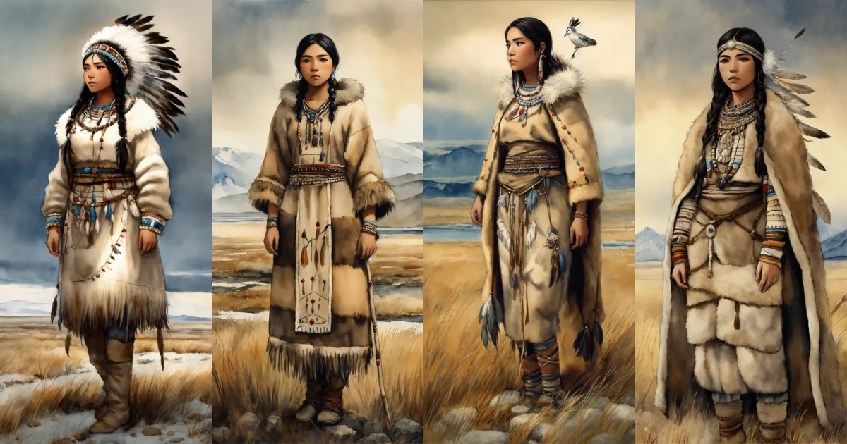 Lexica - Full body Illustration of an inuit woman, young, 18 years old ...