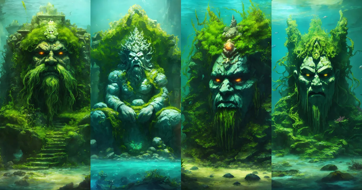 Lexica - Concept art of a angry and scary stone deity in ruines ...