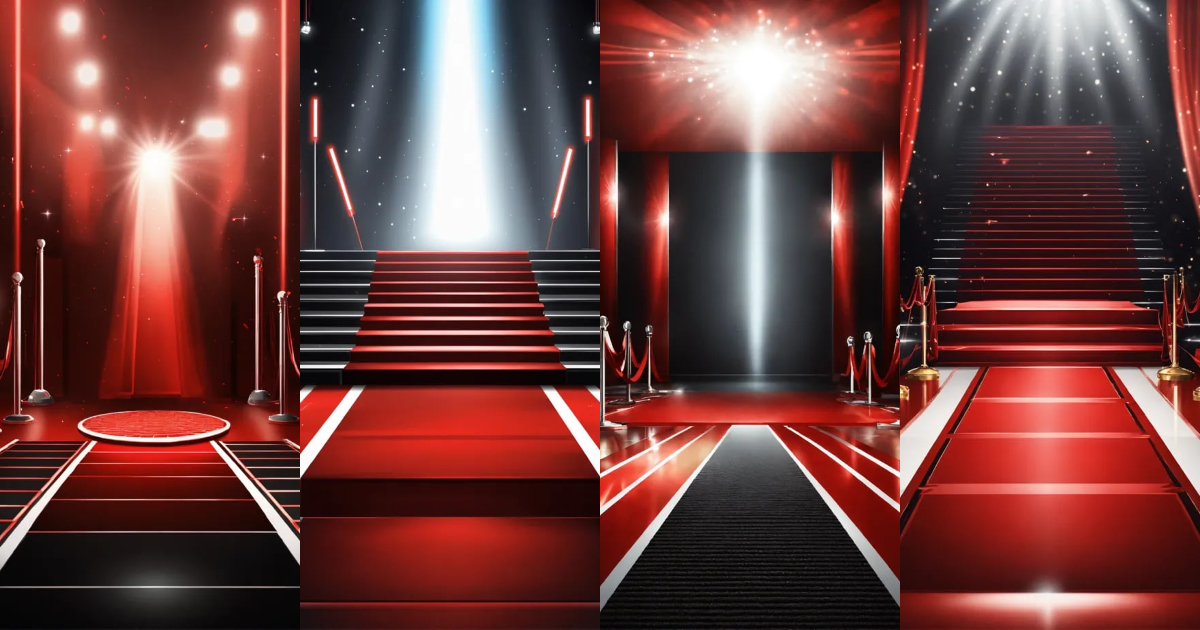 Lexica - Red carpet stage with the red carpet in the center. VIP party ...