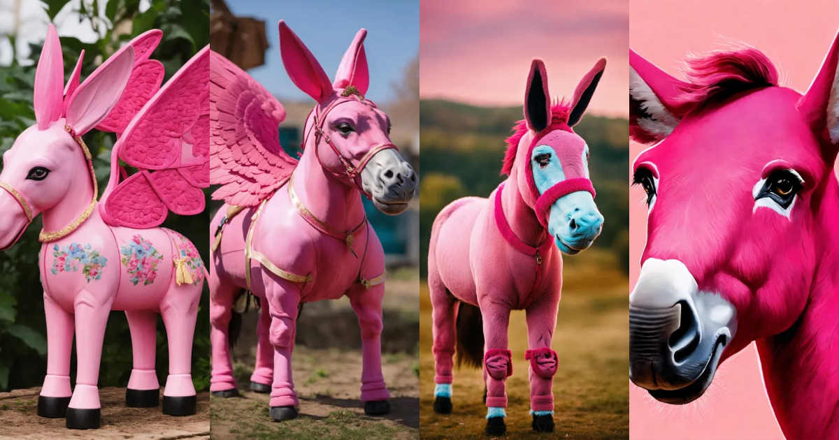 Lexica - A pink Donkey with wings