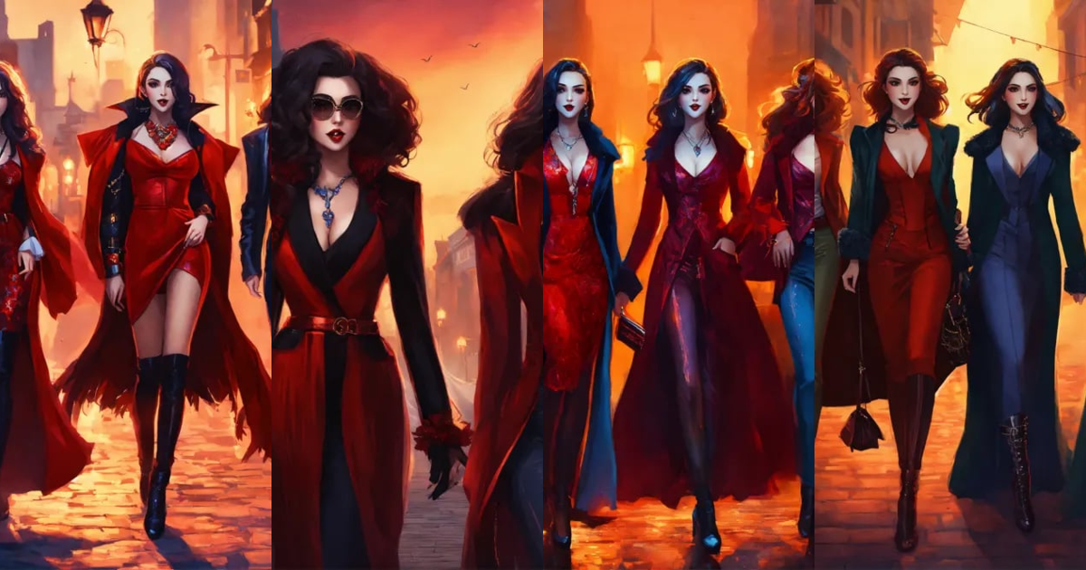 Lexica - Three girl vampires dressed in designer clothes going out on ...