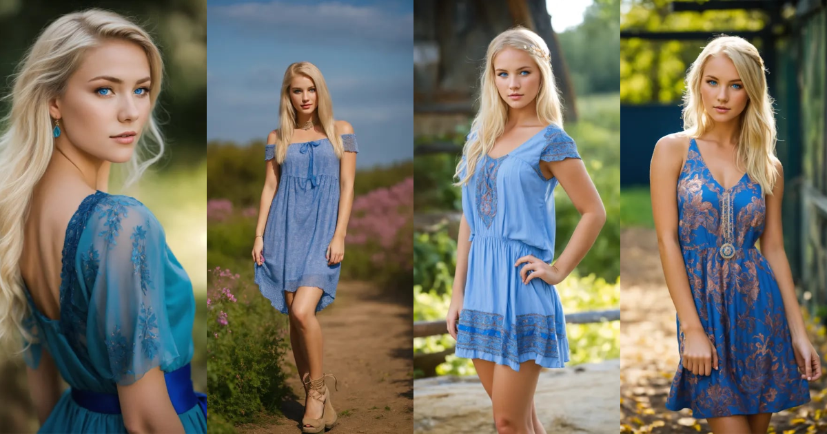 Lexica - Anglo saxon beautiful blonde blue eyed girl in a short dress