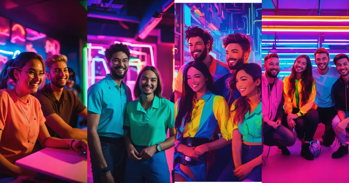 Lexica - Two women and two men that are software engineers smiling in a ...