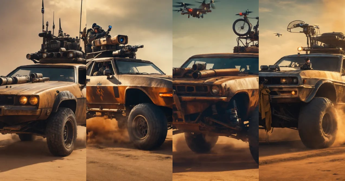 Lexica - Mad Max vehicles and special forces rolling out, drone ...
