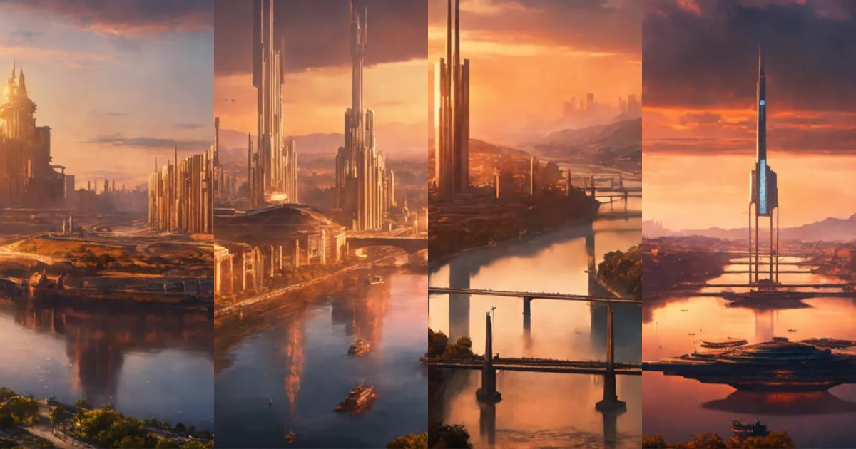Lexica - Epic futuristic city on the other side of a river inspired by ...