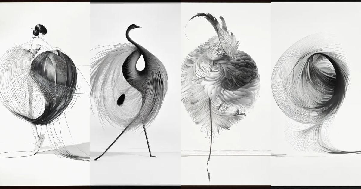 Lexica - Feathery, smooth curves, crisp, dojo shape, black and white