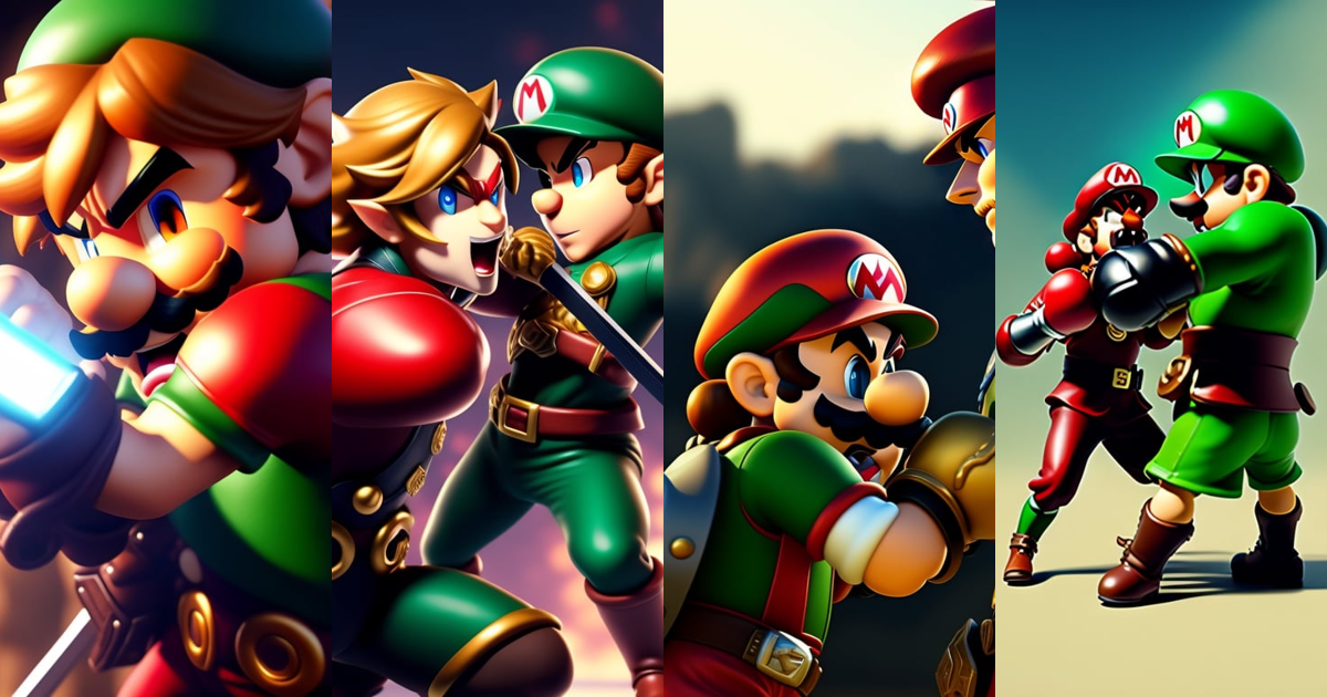 Lexica - Mario and Link (from the Zelda series) fighting to the death