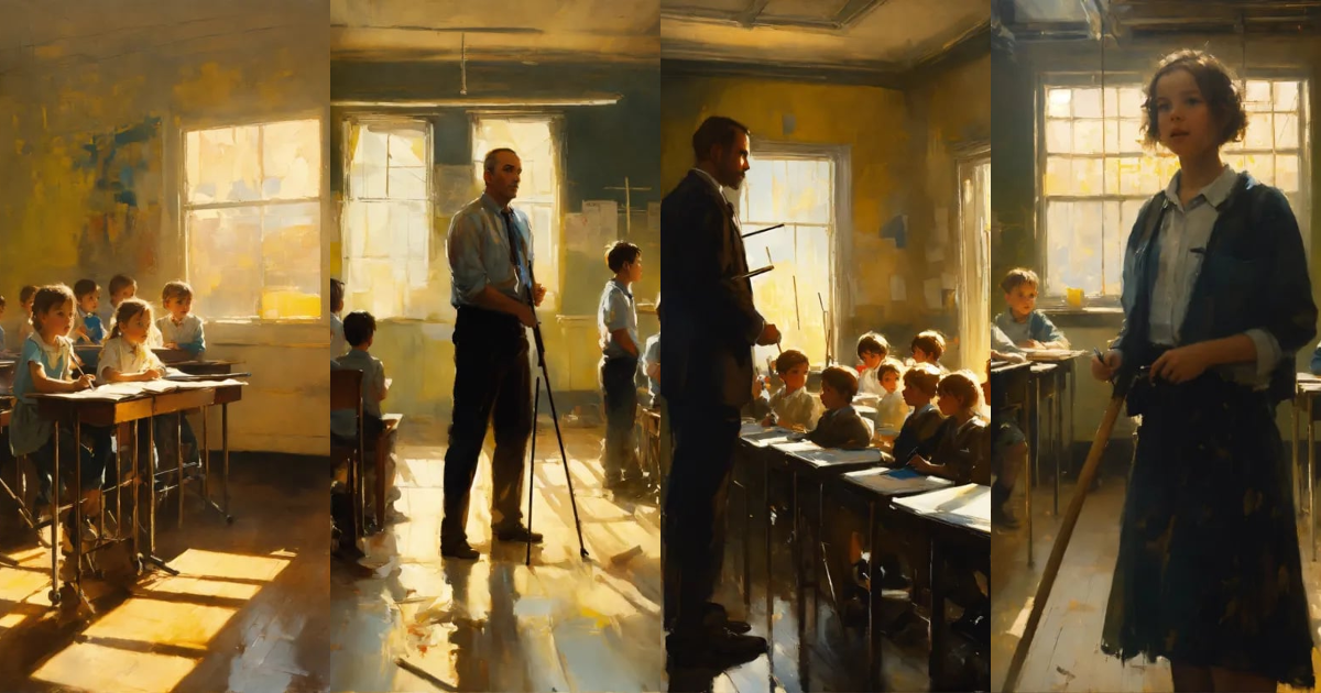 Lexica - English teacher is standing with rods in front of the class ...