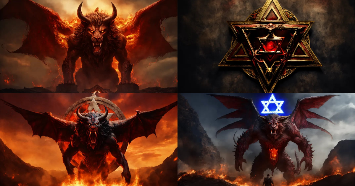 Lexica - Evil demonic Israel flag beast with an armageddon demon ...