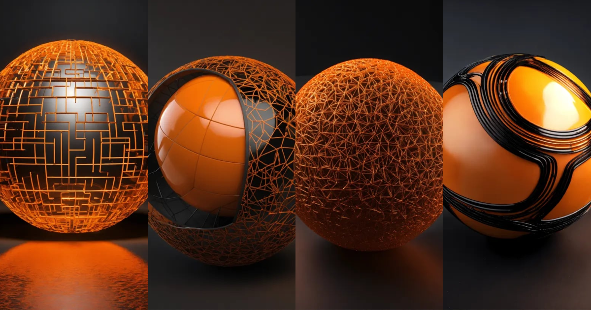 Lexica - Winline orange ball, black background, 3d icon