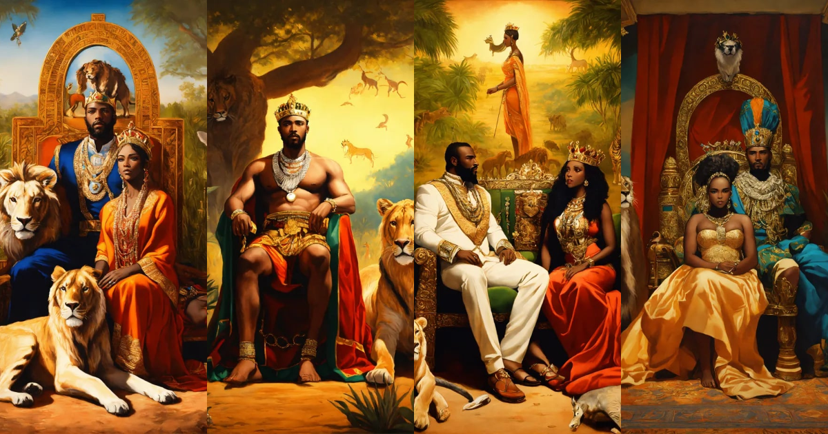 Lexica - A hyper-realistic depiction of the african king and queen on ...