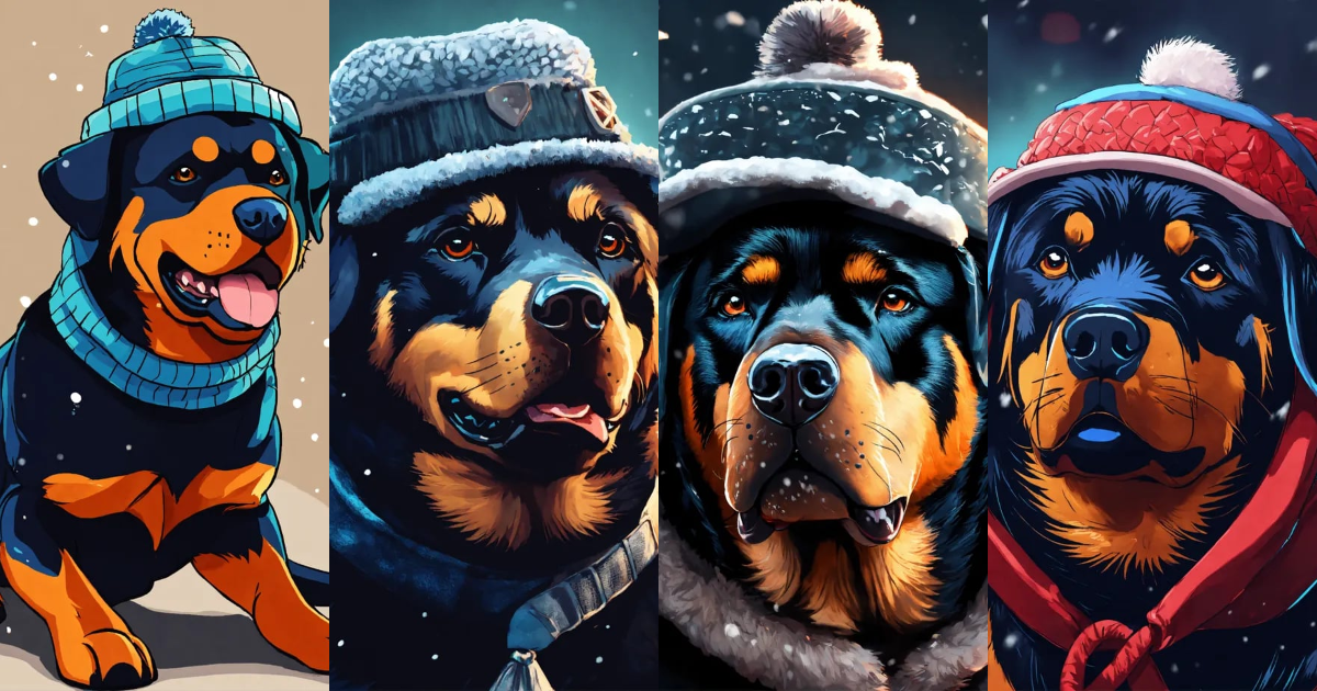 Lexica - Cool Rottweiler with a winter hat on growling art style 8k ...