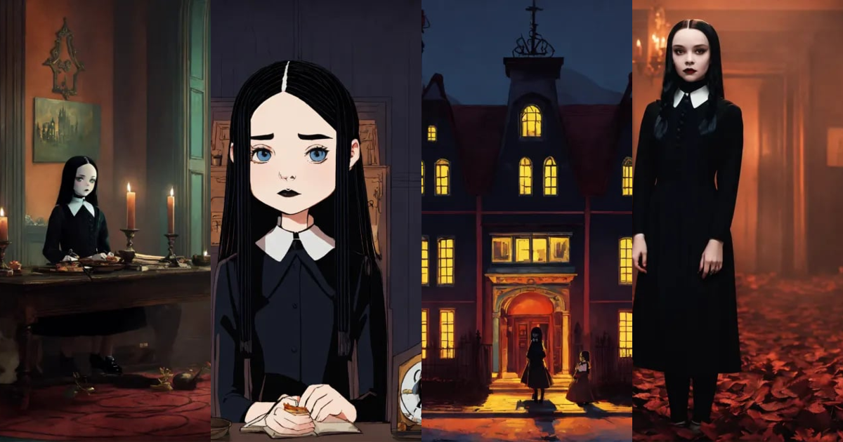 Lexica - Wednesday Addams, color palette and overall composition of the ...
