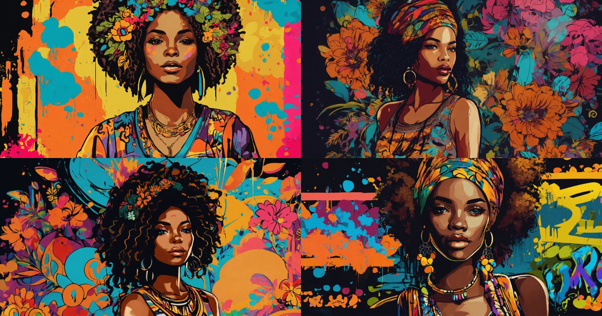 Lexica - Graffiti Boho Chic Black Woman in bohemianinspired clothing ...