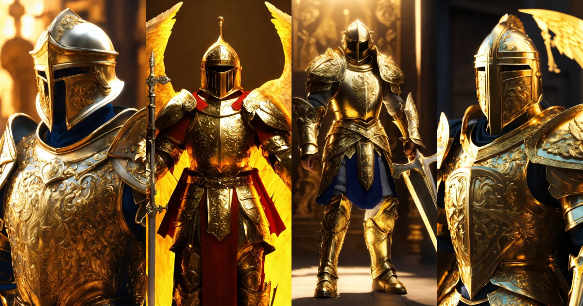 Lexica - Hispanic paladin knight, golden, holy, angel, god, 8k ...