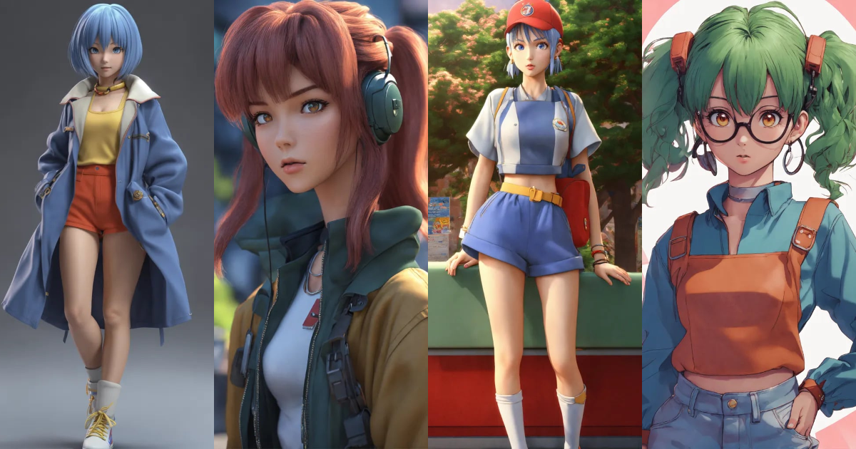 Lexica - 3d rendered 1990s anime dystopian extroverted female, full ...