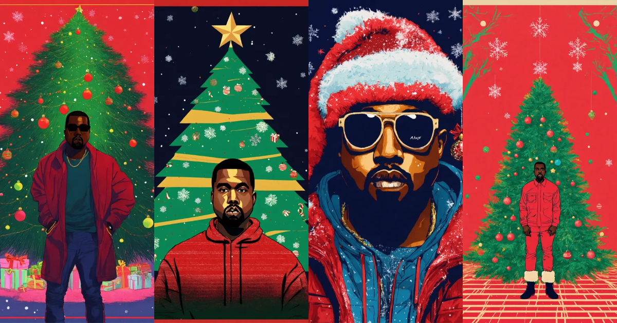 Lexica - Kanye West, Christmas, christmas tree, 80s movie, 2d art ...