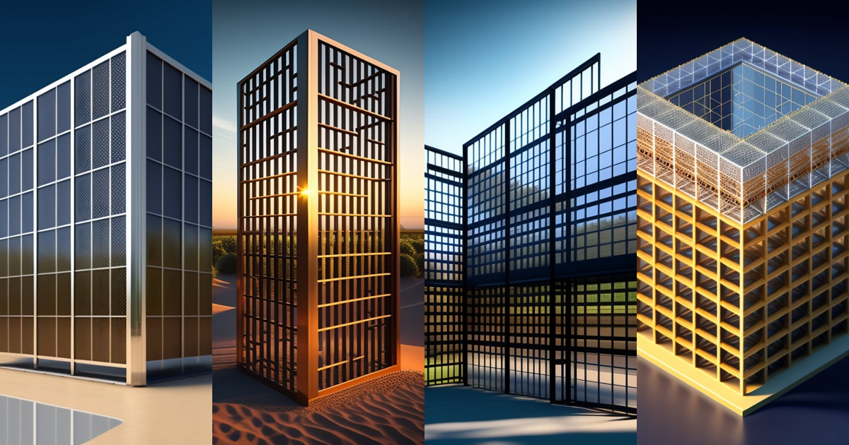 Lexica - Metal lattice structure with virtual screens inside