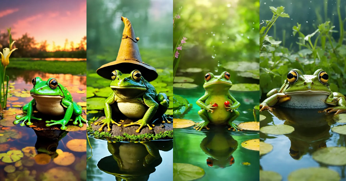 Lexica - Frog wizard in a pond