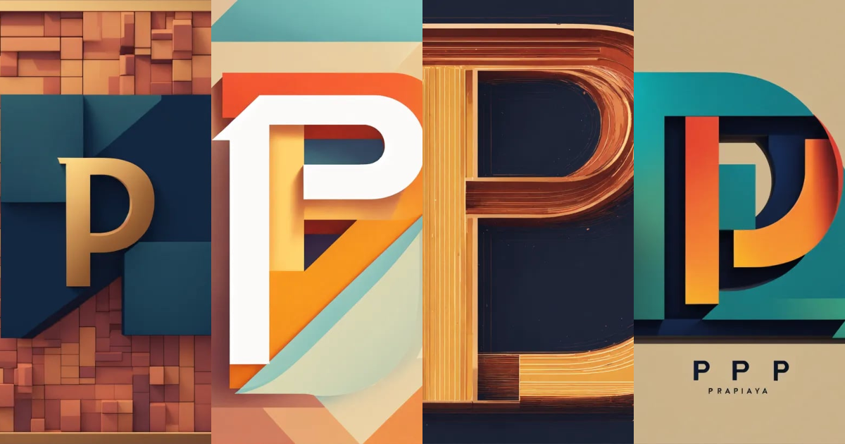 Lexica - A lettermark of letter P, logo, serif font, vector, flat blocky
