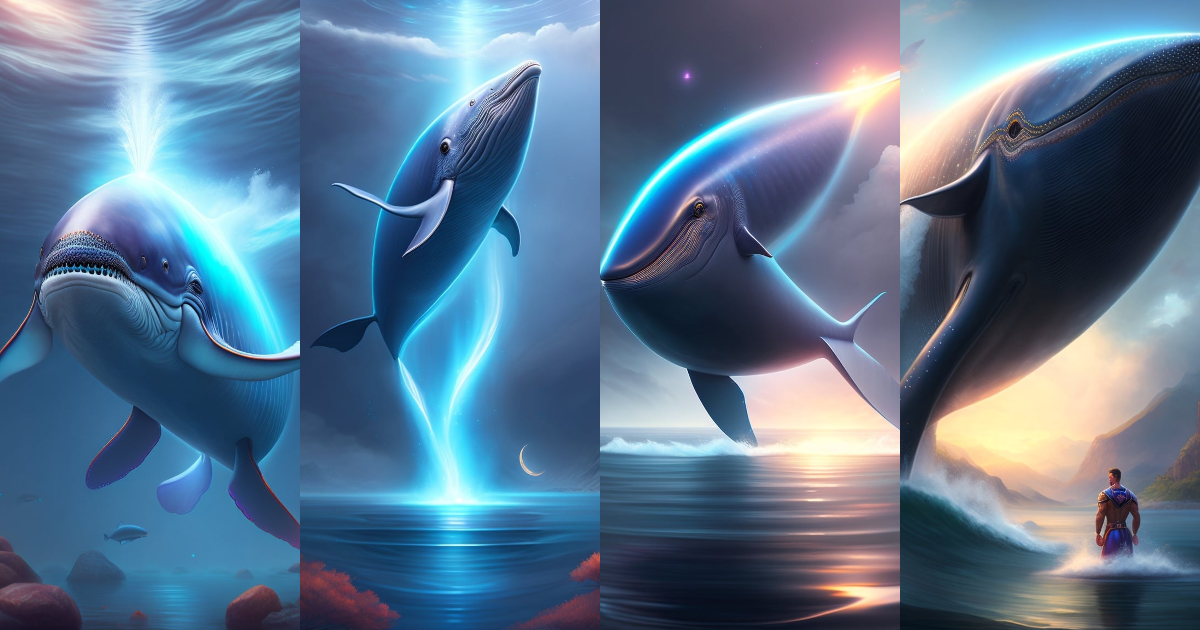 Lexica - A beautiful portrait of a mystical whale, divine lighting, god ...