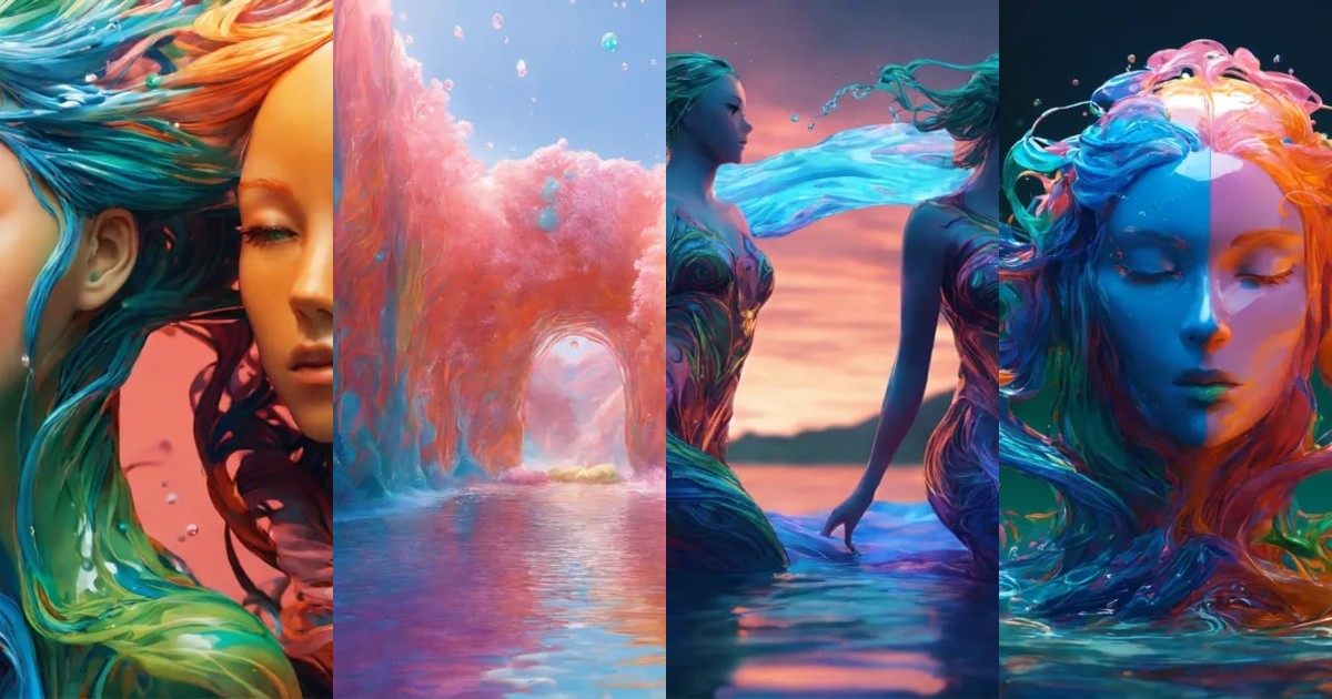 Lexica - Genderless body shaped water figures intertwined , fantasy, 8K ...