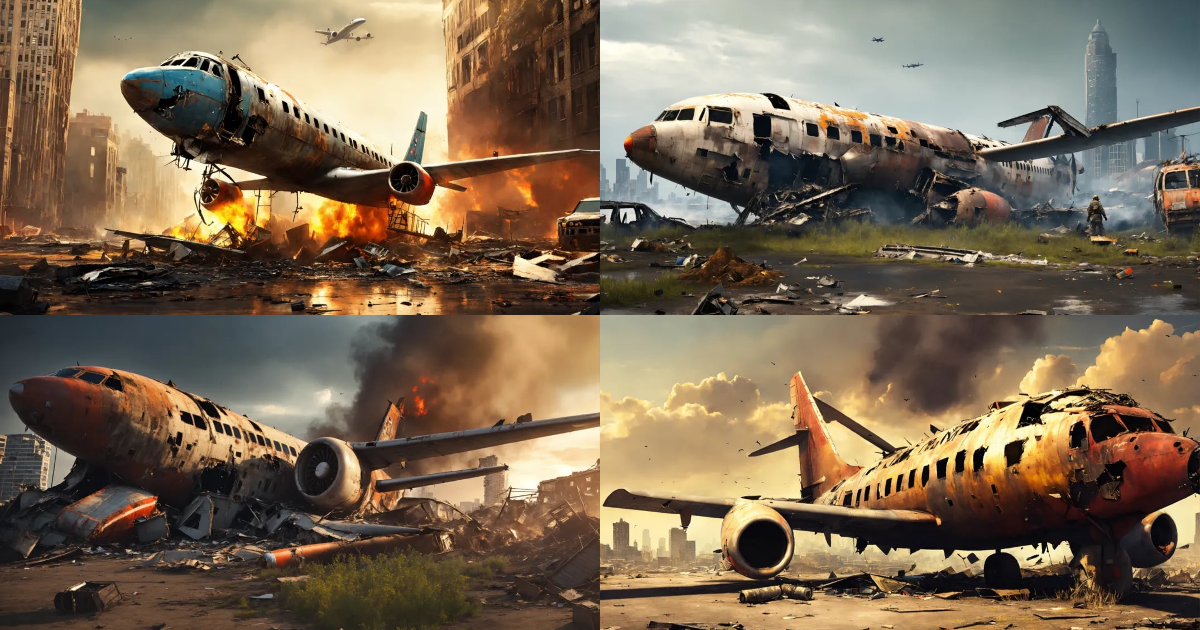 Lexica - Post apocalypse crashed passenger plane in city