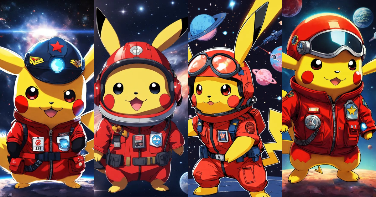 Lexica - PIKACHU LIKE RED POLICE in space.