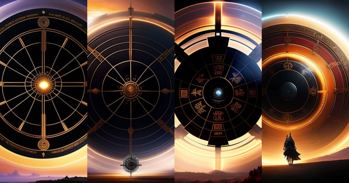 Lexica - Wheel of time, giant cog suspended in the air ::1 vast black ...