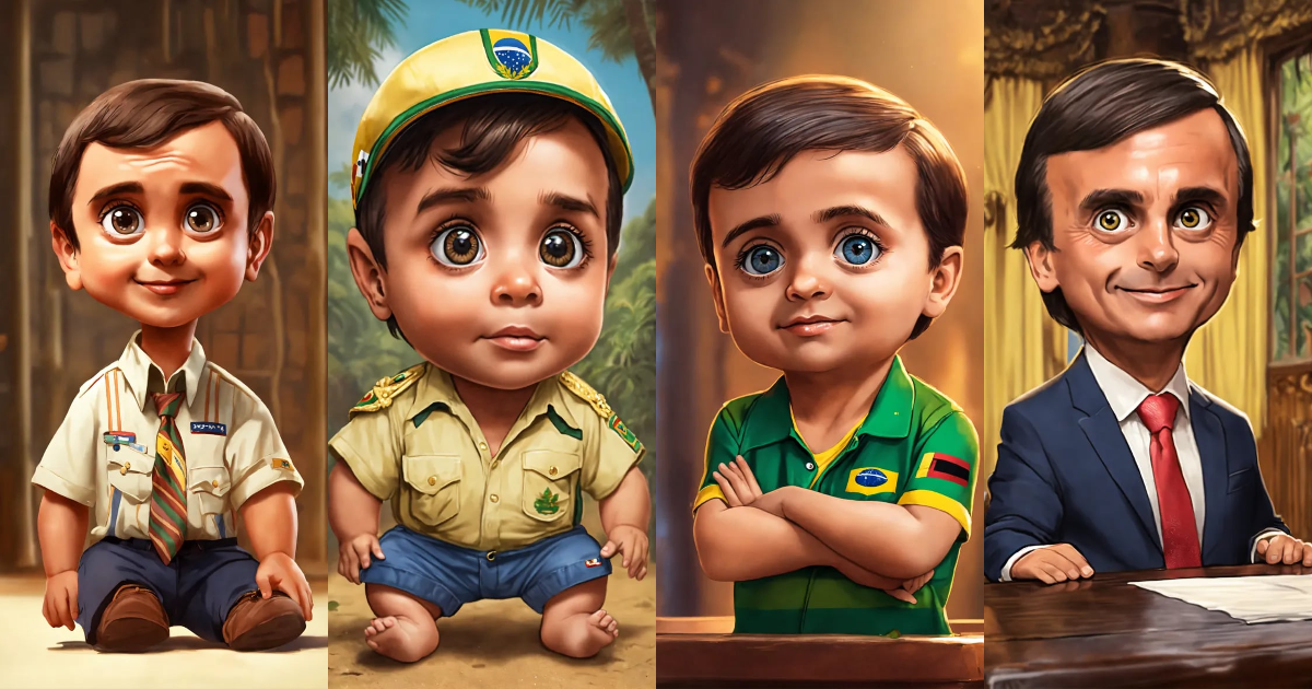 Lexica - Jair Bolsonaro as a cute baby cartoon, big eyes Ultra realist