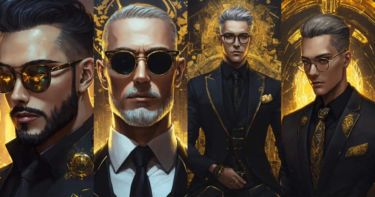 Lexica - Pale evil cyberpunk executive with glasses in a fancy black ...